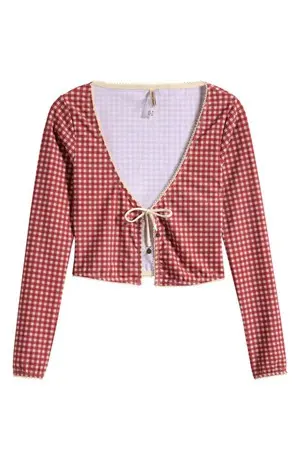JADED LONDON Gingham Tie-front Crop Cardigan