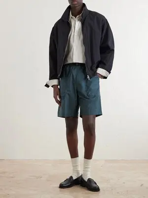 ATON Wide-leg Belted Shell Shorts