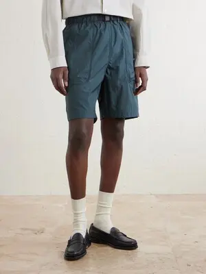 ATON Wide-leg Belted Shell Shorts