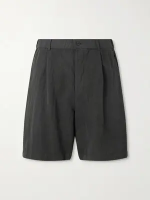 ATON Wide-leg Cotton And Linen-blend Twill Shorts