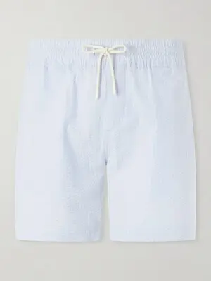 Portuguese Flannel Atlantico Straight-leg Cotton-seersucker Shorts - Blue