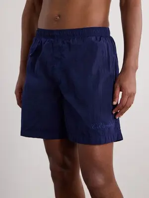 C.P. COMPANY Straight-leg Garment-dyed Swim Shorts - Blue