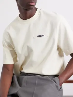 Jacquemus Logo Appliqué Cotton Jersey T-shirt - Neutrals