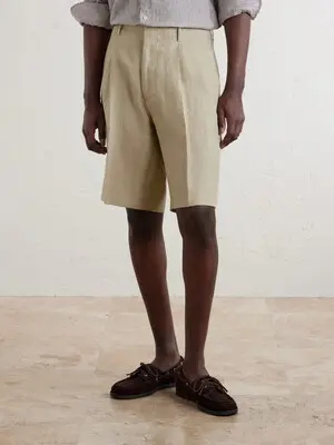 SLOWEAR Straight-leg Pleated Linen Shorts