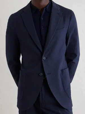 SLOWEAR Seersucker Suit Jacket - Blue