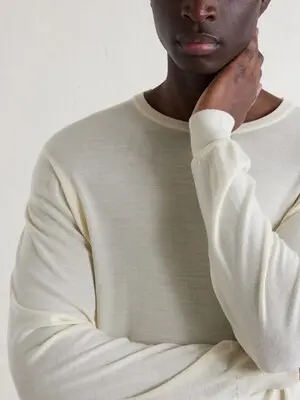 William Lockie Merino Wool Crewneck Sweater - Neutrals