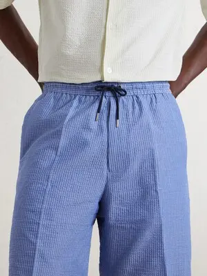 Paul Smith Straight-leg Striped Cotton-seersucker Drawstring Shorts