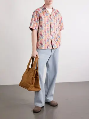 Visvim Crosby Camp-collar Silk And Cotton-blend Jacquard Shirt