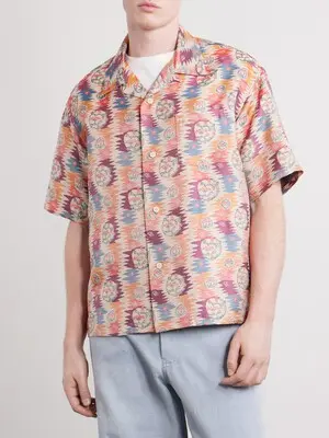 Visvim Crosby Camp-collar Silk And Cotton-blend Jacquard Shirt