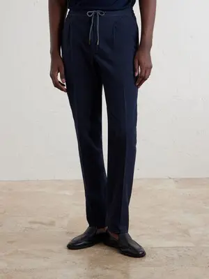 SLOWEAR Tapered Cotton-blend Seersucker Trousers