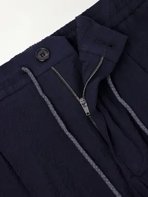 SLOWEAR Tapered Cotton-blend Seersucker Trousers