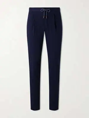 SLOWEAR Tapered Cotton-blend Seersucker Trousers
