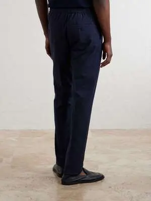 SLOWEAR Tapered Cotton-blend Seersucker Trousers
