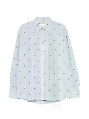 LES DEUX Kolton Stripe-pattern Basketball-embroidered Shirt