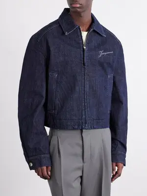 Jacquemus La Veste De-nîmes Logo-embroidered Denim Jacket