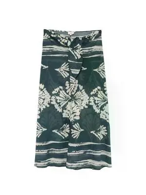 DIEGA Floral Print Tie-waist Midi Skirt - Blue