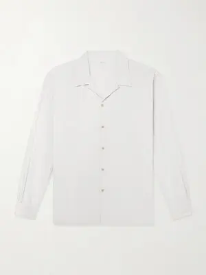 A.PRESSE Camp-collar Silk Shirt - Neutrals