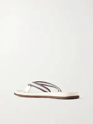 Brunello Cucinelli Striped Grosgrain Flip Flops - White