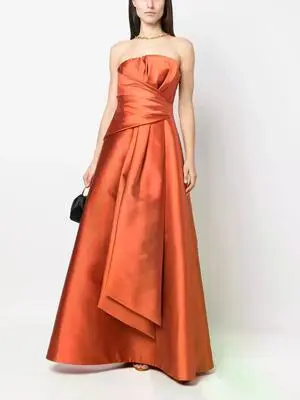 Alberta Ferretti Gathered-detail Strapless Gown