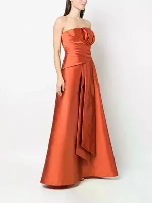 Alberta Ferretti Gathered-detail Strapless Gown