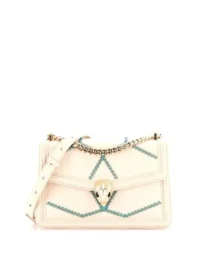 BVLGARI Small Serpenti Forever Shoulder Bag Whipstitched Leather - Neutral