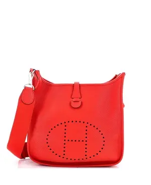 Hermès Pm Evelyne Gen Iii Clemence Leather Bag - Red