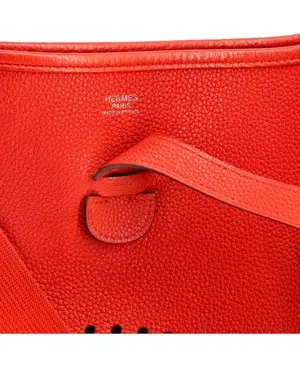 Hermès Pm Evelyne Gen Iii Clemence Leather Bag - Red