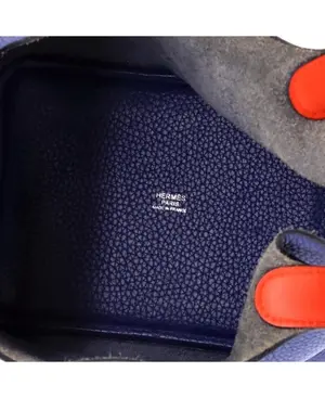 Hermès Pm Eclat Picotin Lock Bag Clemence - Blue/ Blue/ Red
