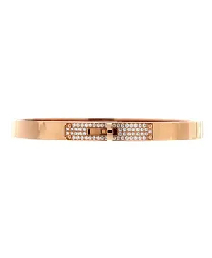 Hermès Small Kelly Bracelet In 18k Rose Gold With Diamonds - Pink