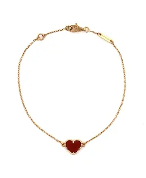 VAN CLEEF & ARPELS Sweet Alhambra Heart Bracelet With Carnelian