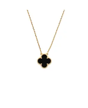 VAN CLEEF & ARPELS Vintage Alhambra Pendant Necklace 18k And Onyx, 16.25 - Gold