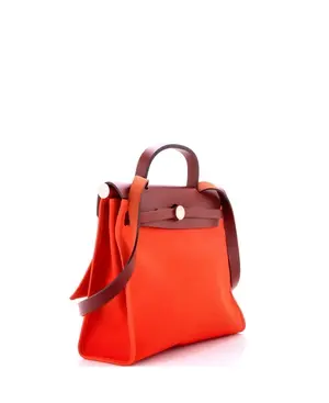 Hermès 31 Herbag Zip Leather And Toile - Orange