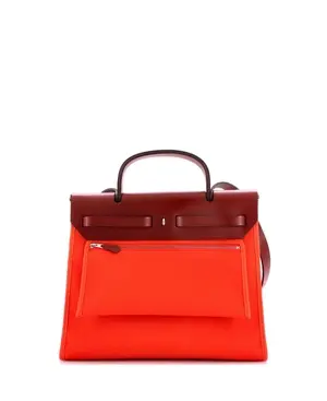 Hermès 31 Herbag Zip Leather And Toile - Orange