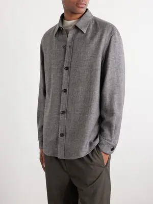 Zegna Cashmere, Linen And Silk-blend Overshirt - Gray