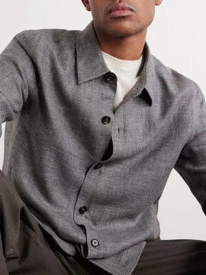 Zegna Cashmere, Linen And Silk-blend Overshirt - Gray