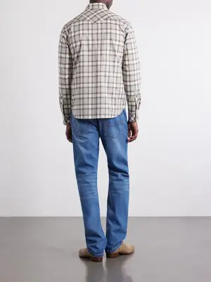 Versace Checked Cotton-poplin Shirt - Gray