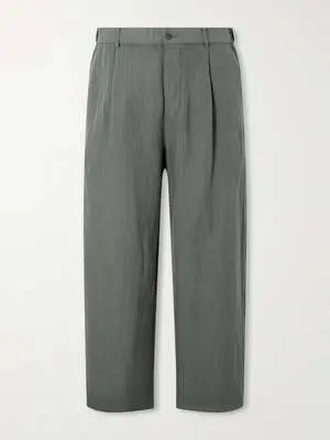 ATON Wide-leg Cotton And Linen-blend Trousers