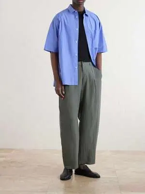 ATON Wide-leg Cotton And Linen-blend Trousers