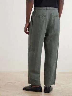ATON Wide-leg Cotton And Linen-blend Trousers