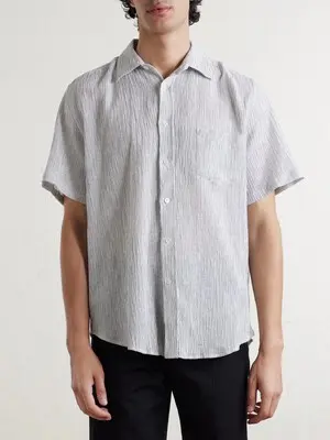 Portuguese Flannel Aaron Striped Cotton And Linen-blend Shirt