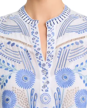 Johnny Was Embroidered Henley Dress