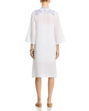 Johnny Was Embroidered Henley Dress