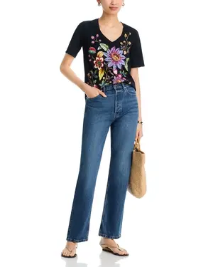 Johnny Was Aivy Raw Hem V-neck Tee
