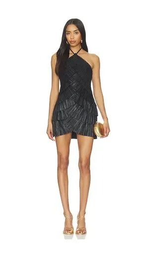 Cult Gaia Varsha Halterneck Mini Dress With Tiered Skirt - Black