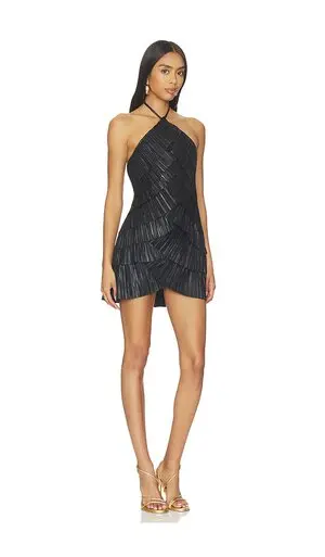 Cult Gaia Varsha Halterneck Mini Dress With Tiered Skirt - Black