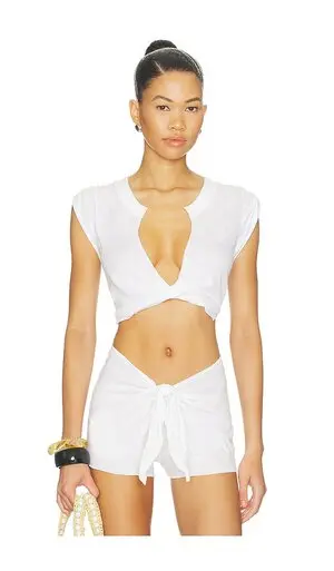 SKIMS Classic Cotton Cover-ups Plunge Twist Top