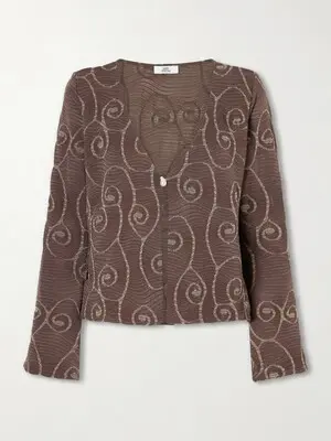 SARA CRISTINA Arena Textured Knitted Cardigan - Brown