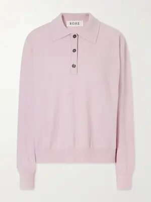 RÓHE Wool-blend Polo Sweater - Pink
