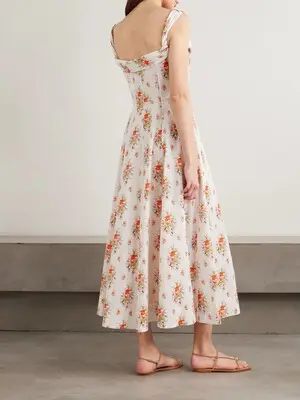 DÔEN Clea Floral-print Organic Cotton Midi Dress - Multi
