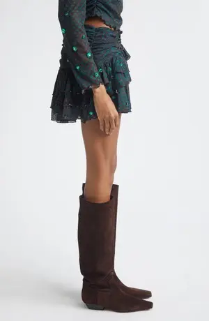 SIEDRES Kaia Check Tiered Chiffon Miniskirt - Blue Multi